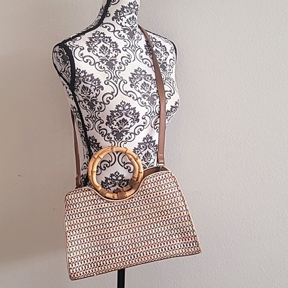 Fossil | Bags | Fossil Multicolor Satchel Wood Hand Bag | Poshmark